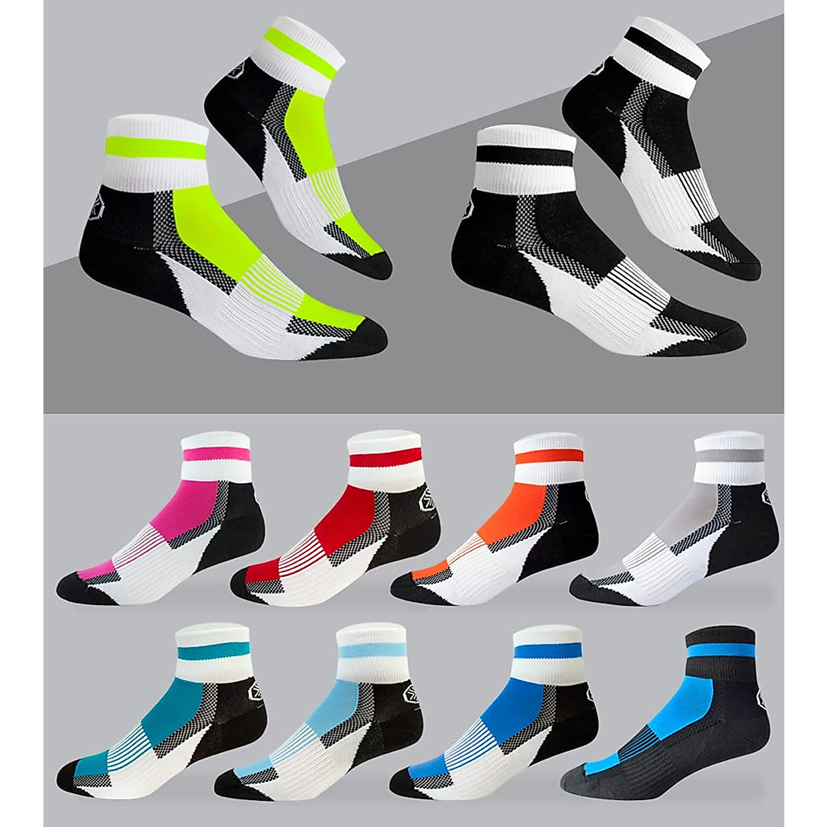 AERO|TECH|DESIGNS | Coolmax Athletic Socks | Quarter Crew | Unisex Adult | Red/White | Medium