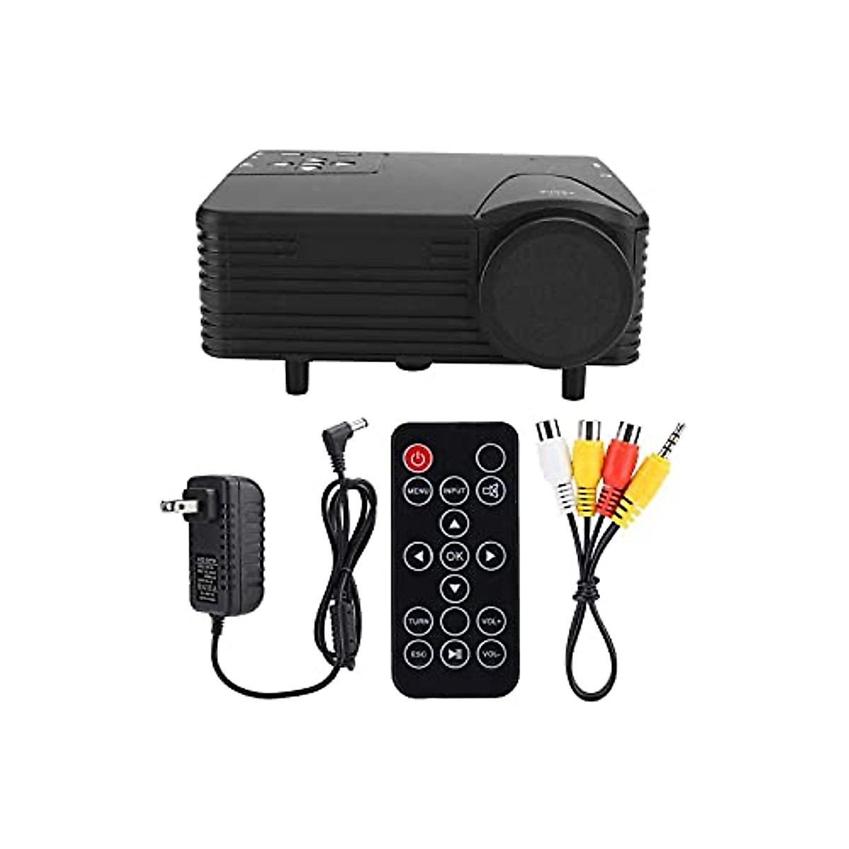 Home Cinema Projector, Mini Portable Vedio Movie Projector 1920x1080 80LM HD Small Vedio Projector, Compatible with Desktop / DVD / Mobile Phone / Game Console(Black)