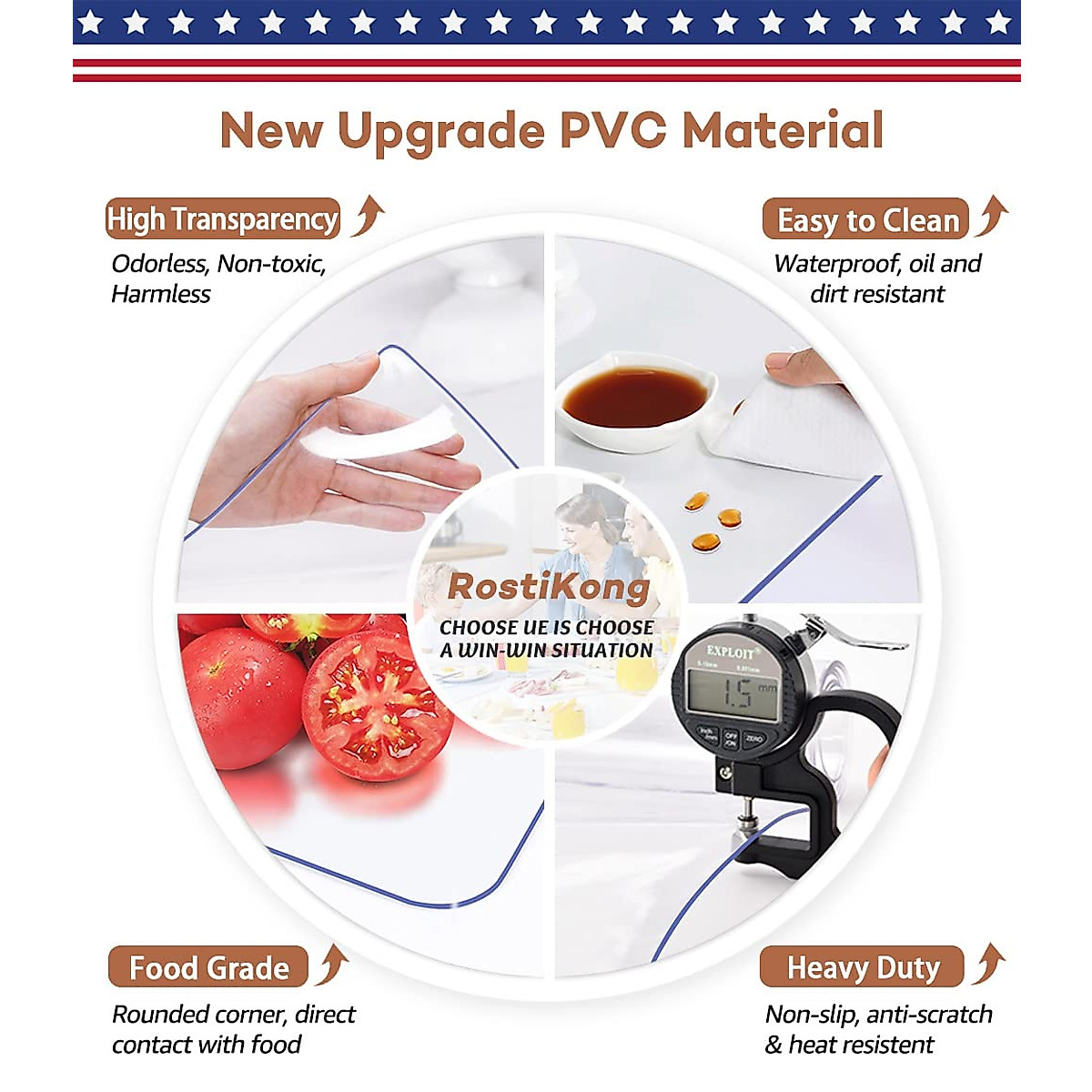 RostiKong 20 x 60 Inch Clear Plastic Dining Room Table Protector PVC Tablecloth Office Desk Blotter Pad Mat Table Top Protection Cover for 5ft Wooden Furniture Coffee End Side Dinner Bar Kitchen Table