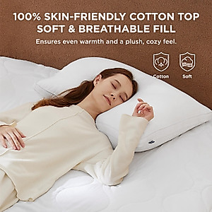 Bedsure Waterproof Heated Mattress Pad Queen Size - Quilted Cotton Electric Mattress Pad Bed Warmer with Deep Pocket, Dual Controller, 10 Heat Settings & 12 Hour Timer, Auto Shut Off (Queen, 60"x80")