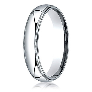 Platinum 5mm Slightly Domed Super Light Comfort-fit Wedding Band/Ring with Milgrain Size 5.5