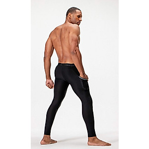 DEVOPS 2 Pack Men's Compression Pants Athletic Leggings with Pocket (Medium, Black/Charcoal)