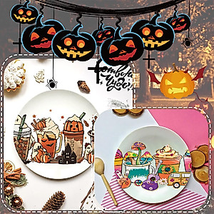 ArtCentury Uv Dtf Cup Wrap,10sheets Halloween Theme Stickers for Glass Cups Uv Dtf Rub On Transfers for Crafts Vintage Uv Dtf Cup Wrap Transfer Cup Stickers Decals Waterproof Glass Stickers for Cups