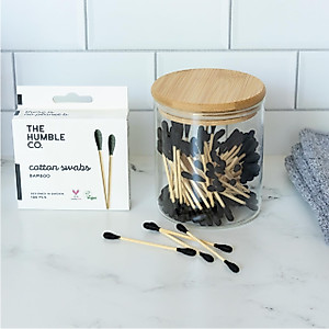 The Humble Co. Bamboo Cotton Swabs (600 count) - Cotton Swabs and Cotton Buds for Ears, Makeup, Pet Care and Cleaning (Black)