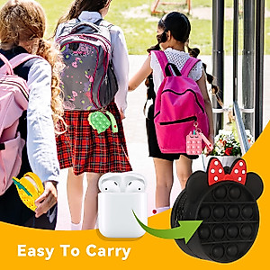 Besoar Black Bow Coin Purse for Girls Kids Women Teen Child Fidget Fidgets Toy Toys Change Purses Coins Cute Beauty Kawaii Small Mini Zipper Silicone Pouch Keychain Cartoon Design Cool Pouches