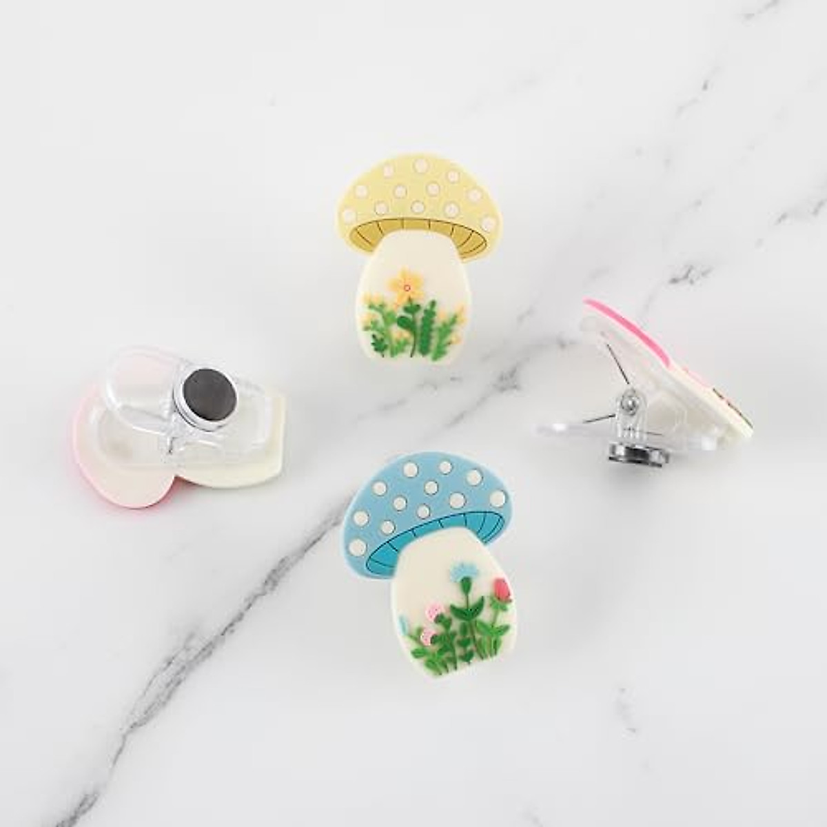 COOK WITH COLOR Cute Bag Clips - Magnetic Snack Clips for Airtight Seal, Floral Mushrooms, Pack of 8