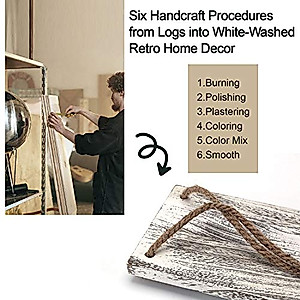 CuffUp Rope Hanging Shelves for Wall, Hanging Wall Shelves Floating Shelves White for Wall 2 Set of Whitewashed Rustic Wall Decor