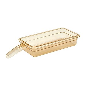 Cambro 32HP1H150 Food Pan 1/3 X 2" Single Handle H-Pan Amber Case of 6