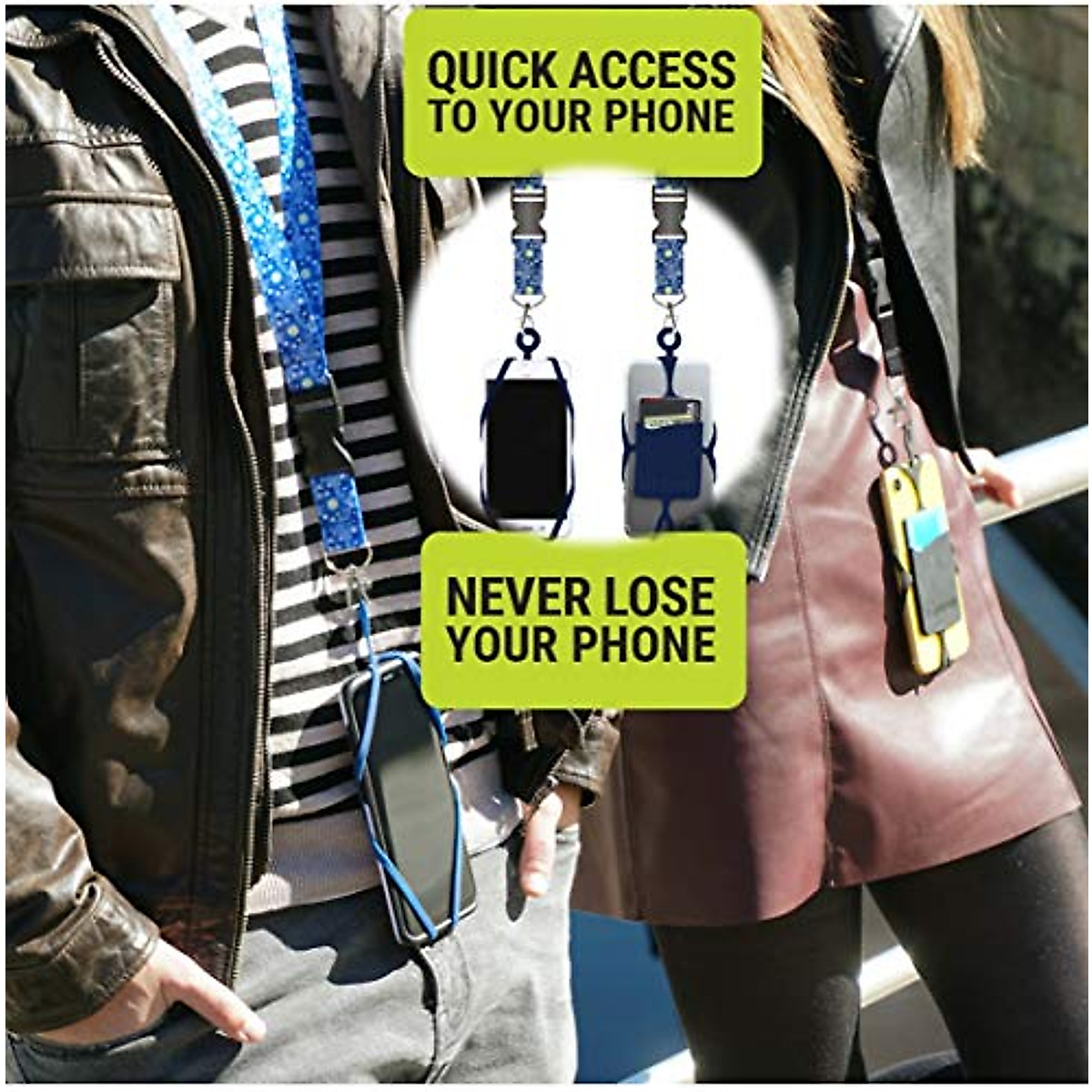 Gear Beast Purple Universal Cell Phone Lanyard Case - Compatible with iPhone & Galaxy, Faux Leather, Card Slot, Soft Neck Strap, Breakaway Clasp & Detachable Clip