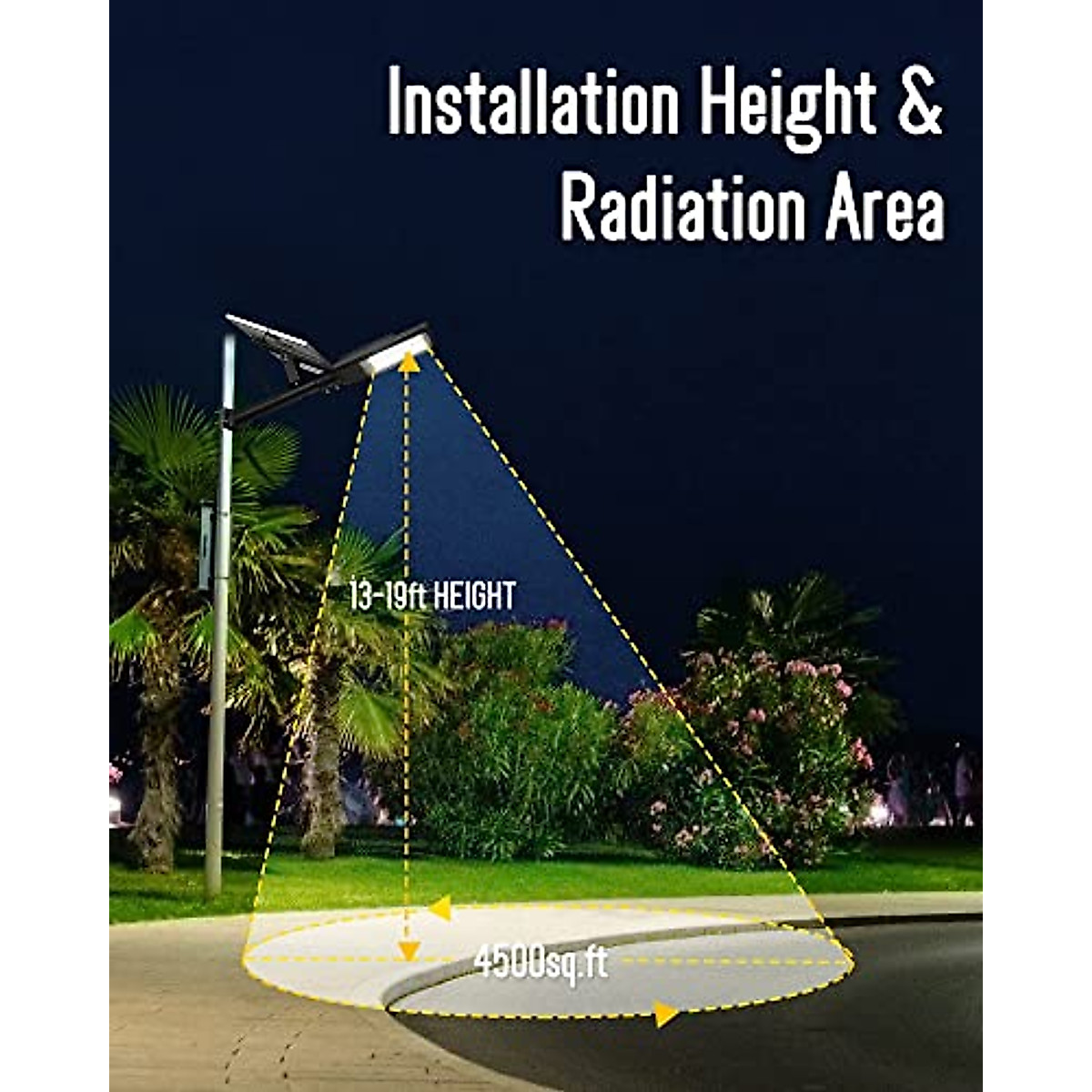 Favorwe Solar Street Lights Outdoor 450W - 32500 Lumens LED Street Light Waterproof Solar Dusk to Dawn Powered with Remote Control Solar Street Light for Parking Lot, Yard, Garden, Patio, Stadium