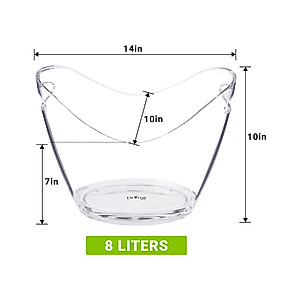Ice Bucket Party Clear Acrylic Wine or Champagne Bottles Drinks Chiller (1, 8 Liter)