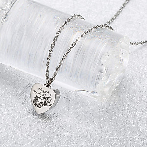 Always in my heart Urn Necklace for Ashes Trucker Memory Pendant Cremation Jewelry (Always in my heart)