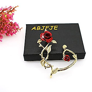 Retro Rose Flower Climbers Crawler Jacket Earrings Sparkly Metal Left Ear Cuff Wrap Clip Stud Earring for Women Fashion Jewelry 1 PC (Gold)