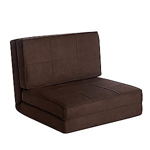 Urban Shop Ultra Suede Convertible Flip Chair, L28.5 x W29.53 x H23.0, Brown
