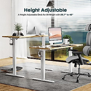 SMUG Electric Standing Desk with Memory Preset, Ergonomic Height Adjustable Table with T-Shaped Metal Bracket Modern Computer Workstations for Home Office, 4024, Natural