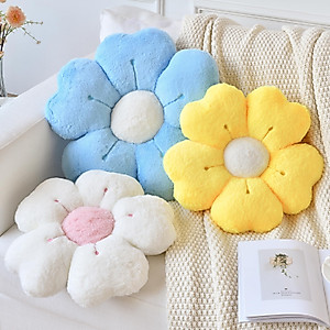 Ddliury Flower Pillow, Flower Shaped Pillow Decorative Throw Pillows for Bed Couch, Cute Daisy Pillow Dorm Decor Floor Seating Cushion (Yellow, 15 Inches)