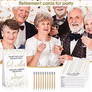 Fumete 50 Pieces Gold Retirement Party Advice and Wishes Cards with 10 Small Pencils and 1 Cardstock Place Card Retired Ideas Supplies and Decoration for Retirement Party Activities