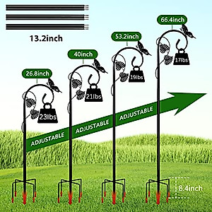 Art Elf Shepherds Hooks for Outdoor Bird Feeder Pole Hanger 67 Inches Plant Hooks with 5 Prongs Base Stainless Metal Adjustable Garden Hanging Holder for Lanterns Weddings Decor Butterfly Black