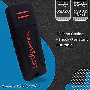 Centon Electronics DataStick Sport USB 2.0 Flash Drive, Waterproof USB Drive, Shock-Resistant Silicon Case, Versatile USB Stick, 4 GB Storage Capacity, Red, Pack of 10