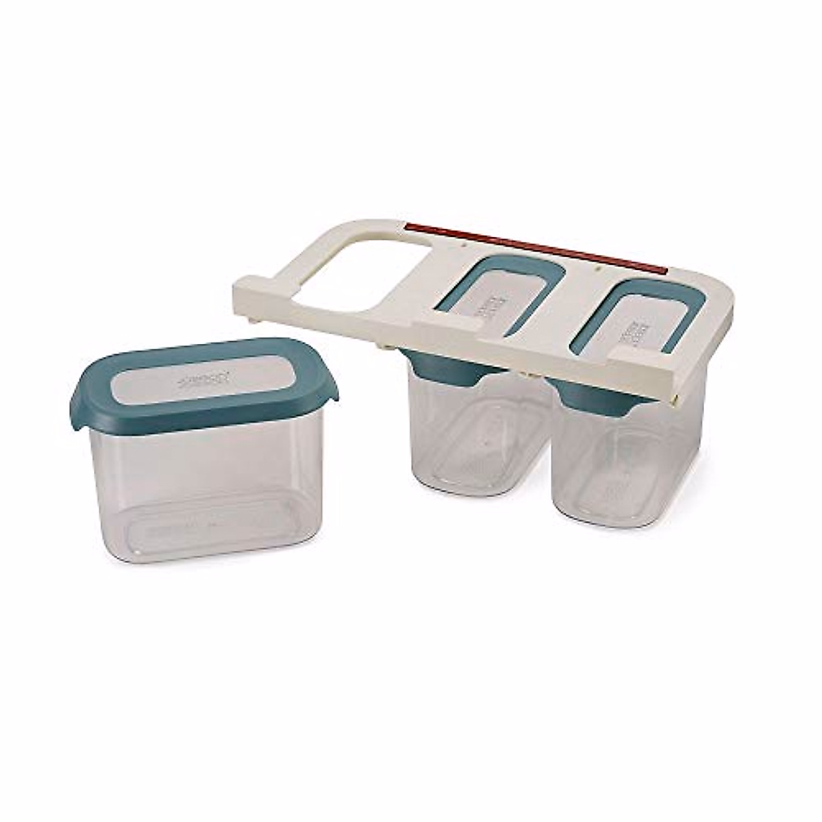 Joseph Joseph CupboardStore Airtight Easy Pour Food Container 3M Tape Undershelf Storage Hanger, 3-Piece Set - Large, Opal