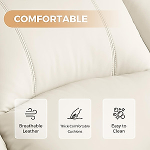 COOSLEEP Manual Recliner Chair, PU Leather Recliner Chair with Overstuffed Arm and Back, Soft Cushions, Recliner Chair for Adults, Single Sofa for Living Room(Beige)