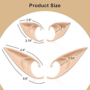 FRESHME Fairy Pixie Elf Ears - Medium and Long Style Cosplay Soft Pointed Ears Renaissance Party Christmas Halloween Costume Makeup Costume Accessories Elven Masquerade Vampire (2 Pairs)