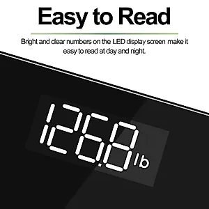 RENPHO Digital Bathroom Scale, Highly Accurate Body Weight Scale with Lighted LED Display, Round Corner Design, 400 lb, Black-Core 1S