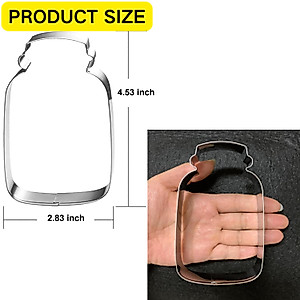 Mason Jar Cookie Cutter Set-4.5 Inch-Biscui Cookie Cutters Fondant Molds for Baby Shower Birthday Wedding Bachelorette