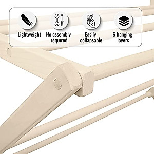 Pennsylvania Woodworks Premium American Maple Clothes Drying Rack - Handcrafted in Pennsylvania - Solid Wood Construction, Collapsible, Eco-Friendly Laundry Solution (Large)