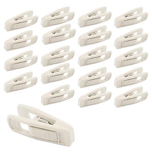 Hordion 20Pcs Ivory Velvet Hangers Clips, Strong Finger Flocked Clips, Felt Hangers Clips, Pants Hangers Skirt Hangers Velvet Clips for Thin Felt Hangers (Ivory)