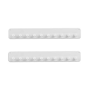 Boxy Concepts Necklace Organizer - 2 Pack - Easy-Install 10.5"x1.5" Hanging Necklace Holder Wall Mount with 10 Necklace Hooks - Beautiful Necklace Hanger also for Bracelets, Earrings, and Keys (White)