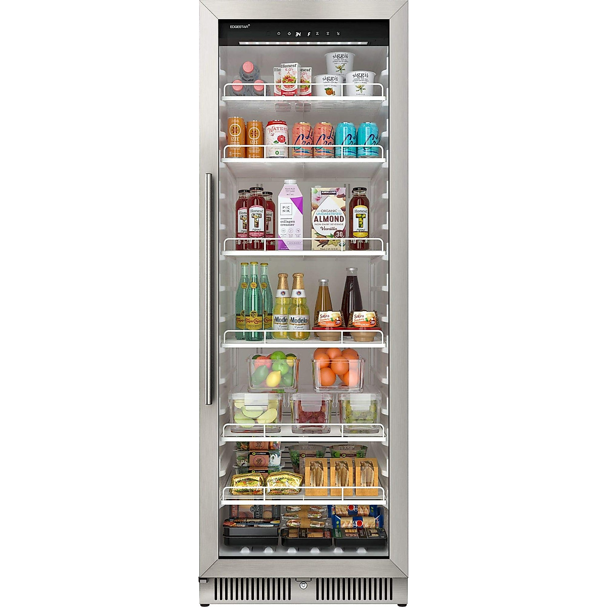 EdgeStar VBM131 24 Inch Wide 13.7 Cu. Ft. Commercial Beverage Merchandiser With Temperature Alarm and Reversible Door - Stainless Steel