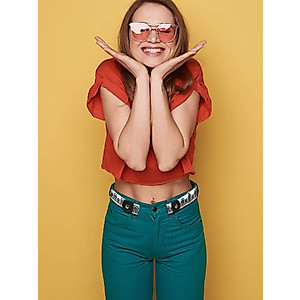 Syhood 4 Pieces Elastic Belt for Women No Buckle Buckless Belt Stretch Belt Invisible Elastic Belt Unisex for Jeans Pants(Color 3)