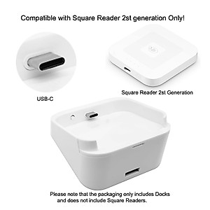 Dock Compatible with Square Reader 2nd Generation, Square Card Reader Stand Holder, Anti-Sleep Button, One Click to Turn On, Pink.