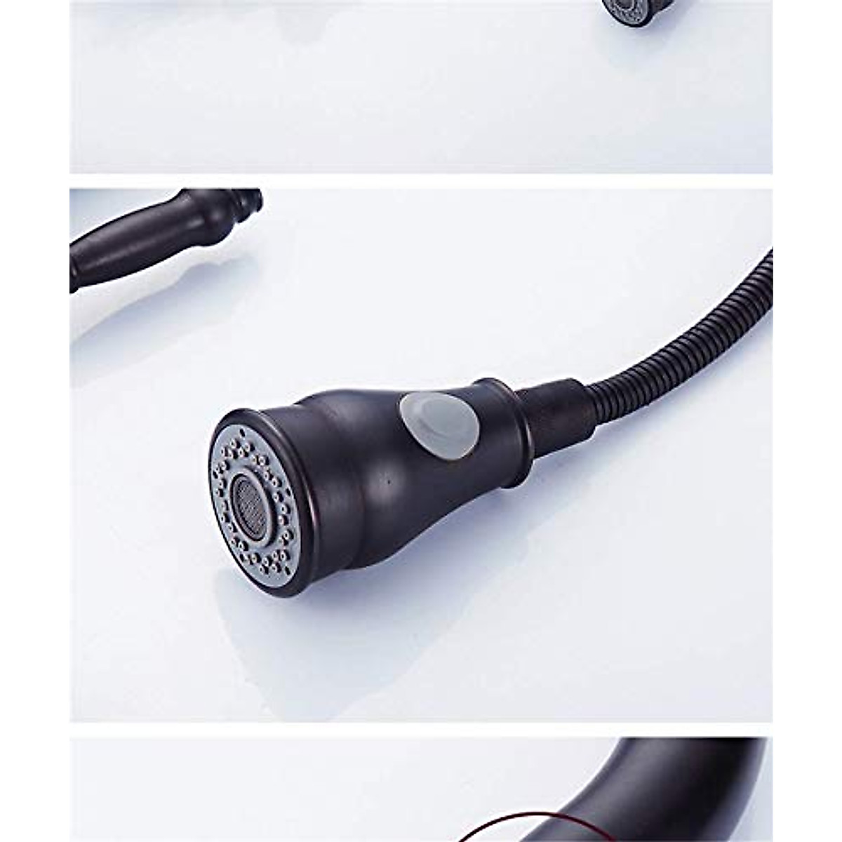 JVOZBZMWZ Kitchen Faucet Black Silver Ribbon Copper Ribbon Pulls Out Spray Head Bathroom Bath Faucet Basin Faucet Hot and Cold Mixer,Chromium Plating (Color : Black)