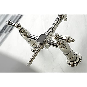 Kingston Brass KS1246ALBS Heritage Bridge Kitchen Faucet, Polished Nickel