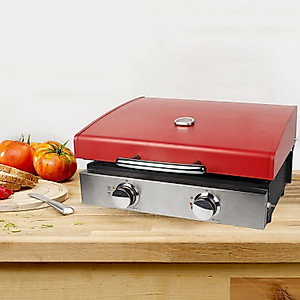 Hard Cover Hood with Temperature Gauge for Blackstone 22 inch Table Top Griddle, 5011 Griddle Hood for Blackstone 22" Grill, Red