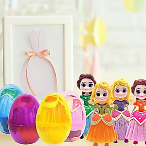 4Pack Easter Jumbo Princess Deformation Prefilled Easter Eggs with Toys, Easter Party Favors Gift for Girls Boys, Toddlers Kids Easter Basket Stuffers Fillers, Classroom Prize Supplies (Princess)