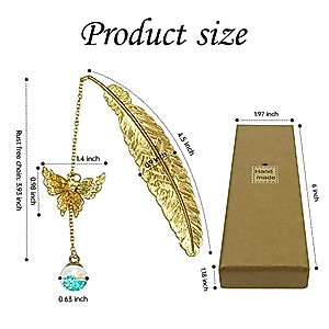 SUNETARY Metal Feather Bookmarks for Book Lovers Women Birthday Gifts Butterfly Book Marks Mothers Day Christmas Valentine's Day Teacher Appreciation Gifts for Women Girls Ladies Readers