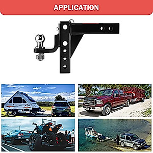 OPENROAD Adjustable Trailer Hitch Ball Mount Fits 2-Inch Receiver, 2" Tow Balls 7500lbs, 9-1/2" Drop/ 8-1/4" Rise Drop Hitch, Tow Hitch for Heavy Duty Truck with Stainless Steel Pins and Lock