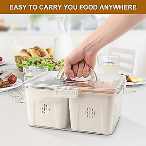 Airtight Fruit Storage Containers for Fridge with Lids & Handle, BPA-Free Food Storage Container with 4 Removable Colanders, Berry Vegetable Fresh Produce Saver, Refrigerator Organizer Bins