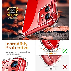 CANSHN Clear Protective Designed for iPhone 11 Case [Military Drop Protection] [Not Yellowing] Shockproof Transparent Case with Soft TPU Bumpers, Slim Thin Phone Case for iPhone 11 6.1 inch - Clear