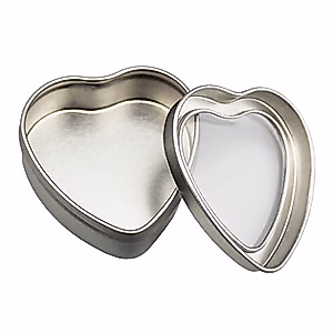 14-Pack 2oz Empty Heart Shaped Silver Metal Tins with Clear Window for Candle Making, Candies, Gifts & Treasures