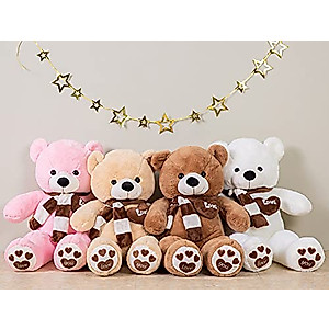 YunNasi Big Teddy Bear Stuffed Animal Plush Teddy Bear with Scarf for Children Girls Girlfriends (31 Inches, Dark Brown)