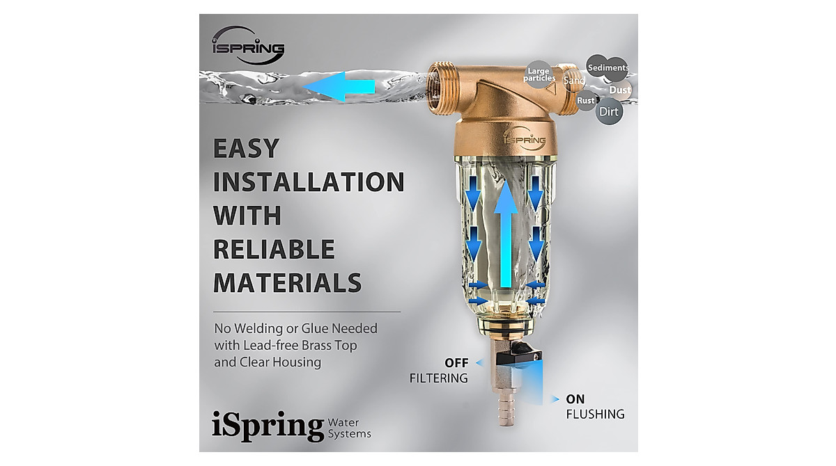 iSpring WSP-50 Reusable Whole House Spin Down Sediment Water Filter, 50 ...