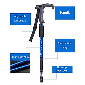 Walking Stick,Trekking Poles Walking Folding Cane with T Handle,Antishock,Quick Lock,Telescopic,Collapsible, Ultralight for Men Women (Black)