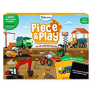 Skillmatics Floor Puzzle & Game - Piece & Play Construction Site, Jigsaw & Toddler Puzzles, Educational Toy, Gifts for Boys & Girls Ages 3, 4, 5, 6, 7 (48 Pieces, 2 x 3 feet)