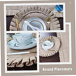 Alipis 2pcs Burlap Placemat Woven Placemat Desk Mat for Desktop Individuales para Mesa De Hot Dish Holder Table Pot Mat Coffee Cup Coaster Jute Rustic Place Mats Placemats