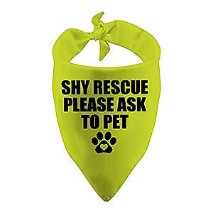 1 Piece Rescue Dog Shy Rescue Please Ask to Pet Dog Bandana Ask to Pet Handkerchief Scarf (Shy Rescue Yellow)