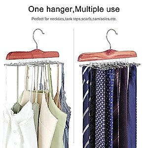 TOPIA HANGER American Red Cedar Wooden Tie Racks for Closet, 24 Tie Hangers Organizer, High-Grade Space Saving Necktie Holder for Storage and Display Bra, Tank Top, Camisole (1-Pack) CT14T